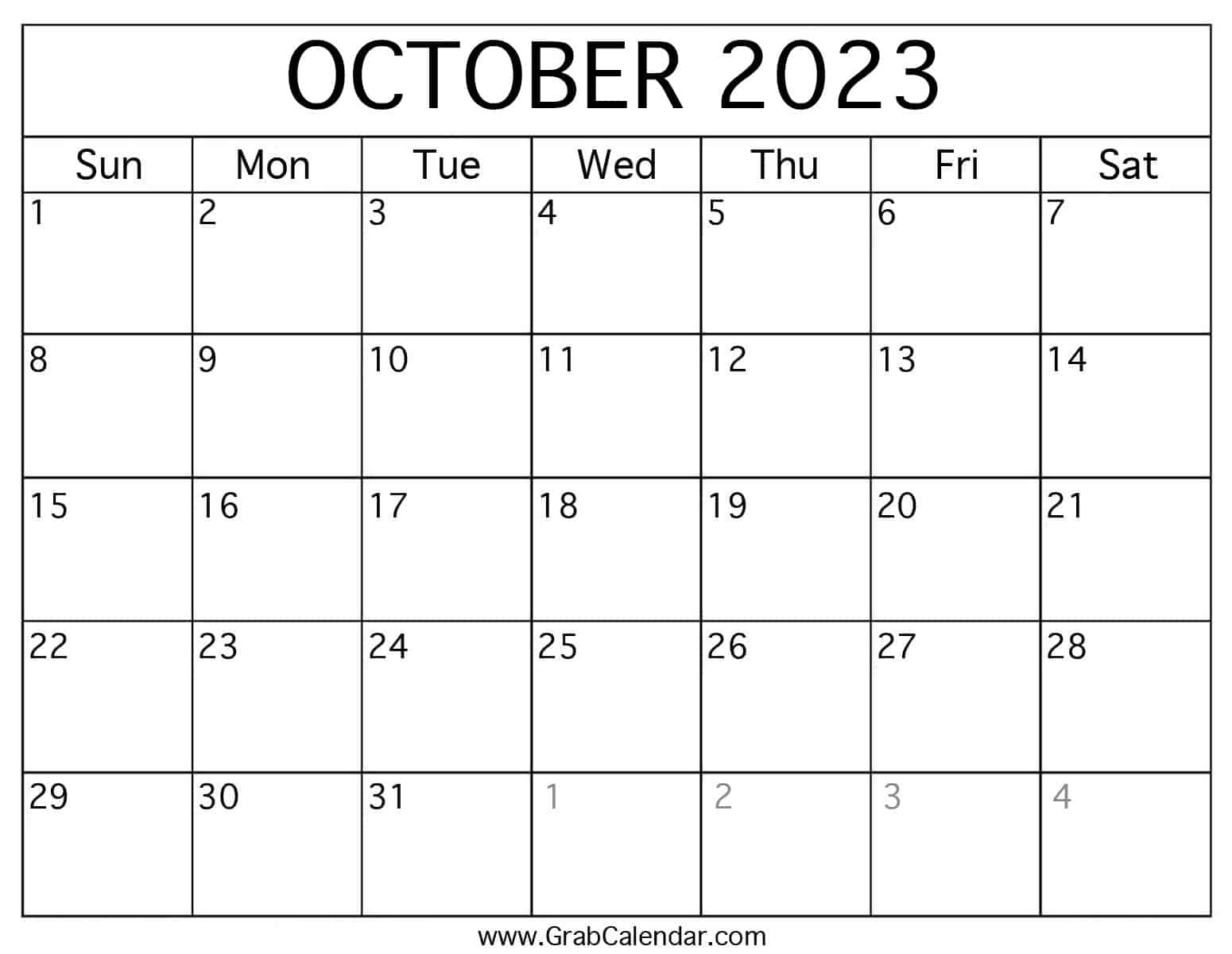 Printable October 2023 Calendar Printable October 2023 Calendar