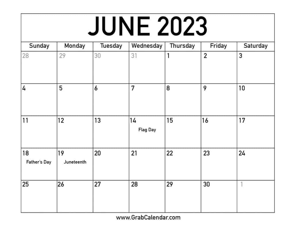 Printable June 2023 Calendar Printable June 2023 Calendar