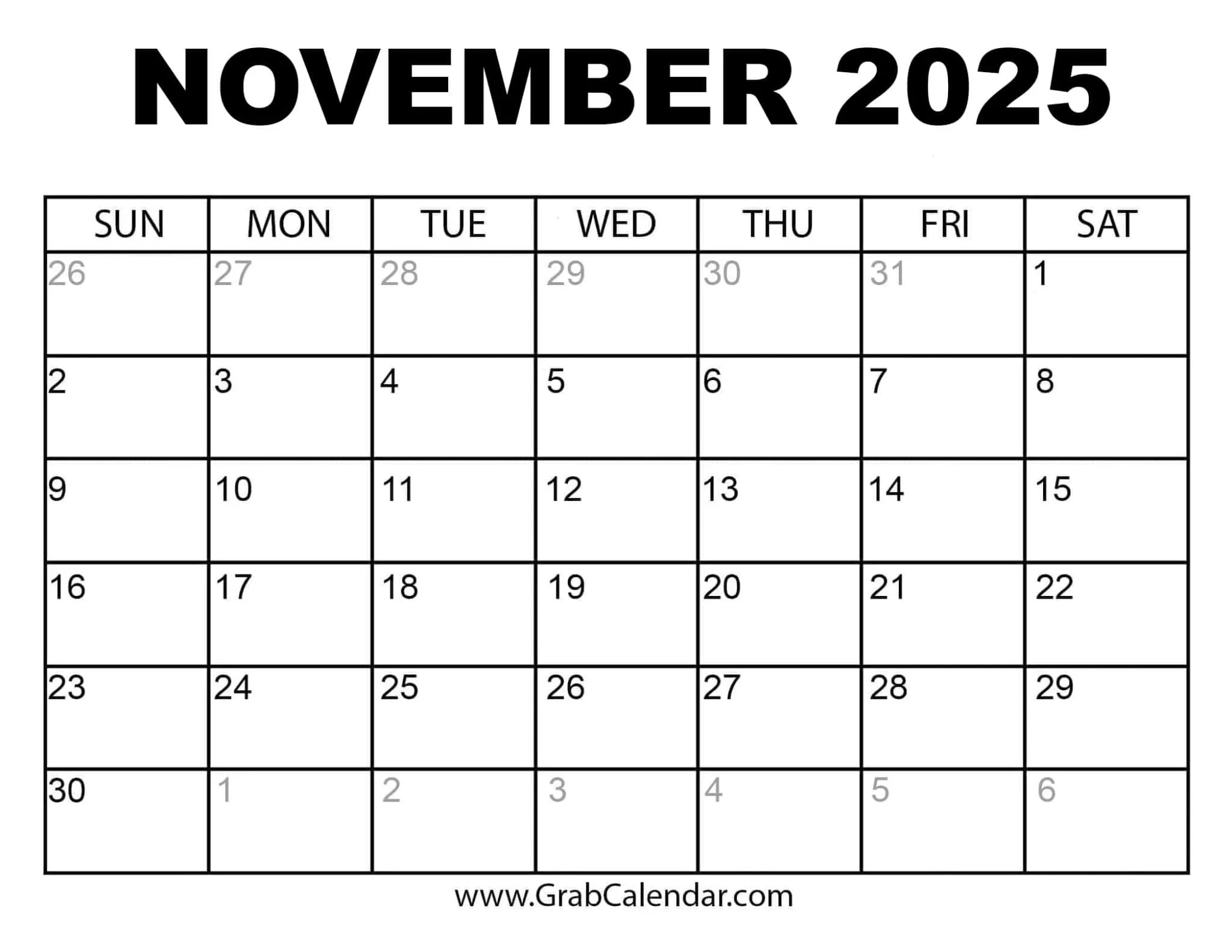 2025 Calendar - Grab Calendar
